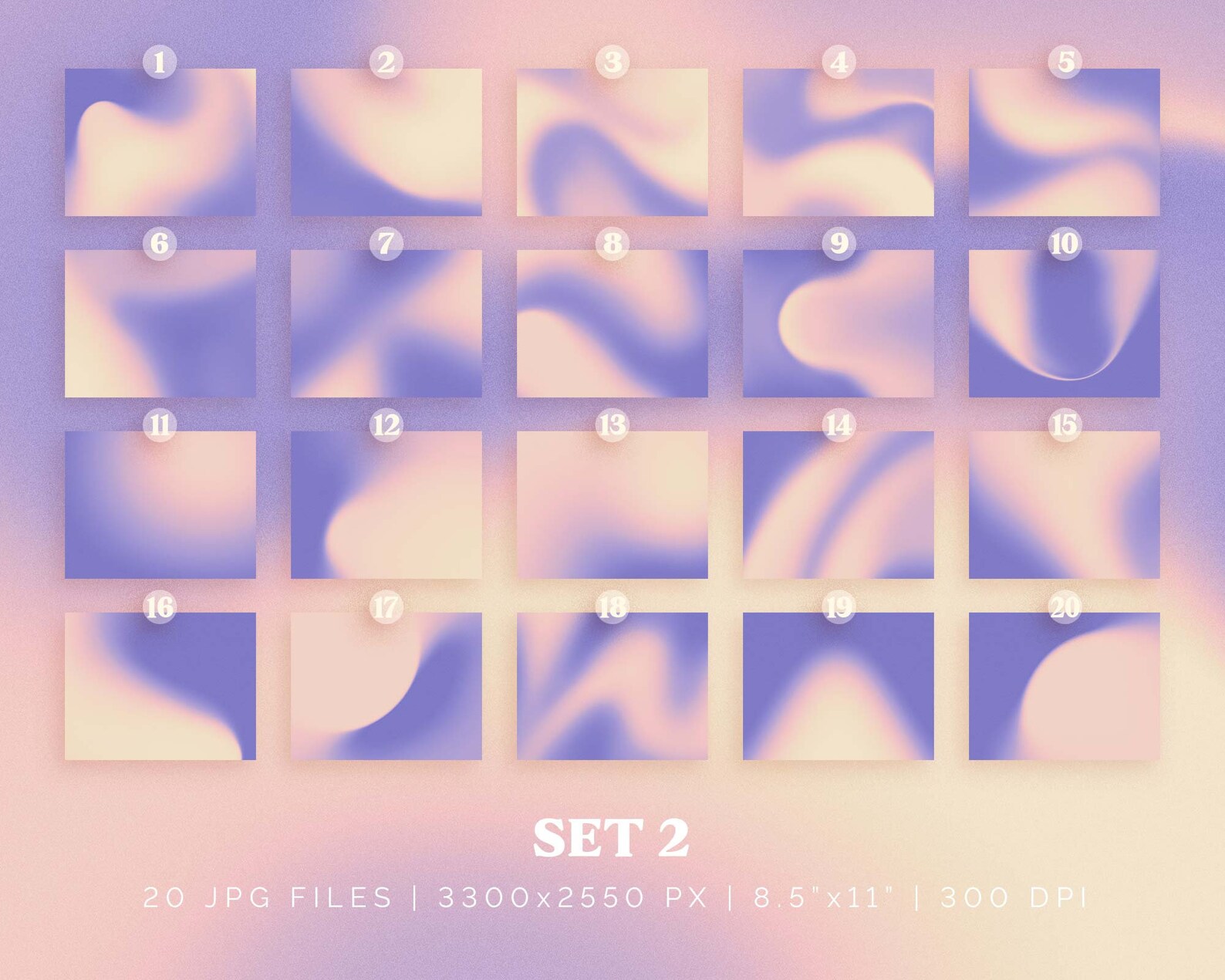 Set of 40 Grainy Gradients Pack | Dreamy Aesthetic Pastel Color Palette ...