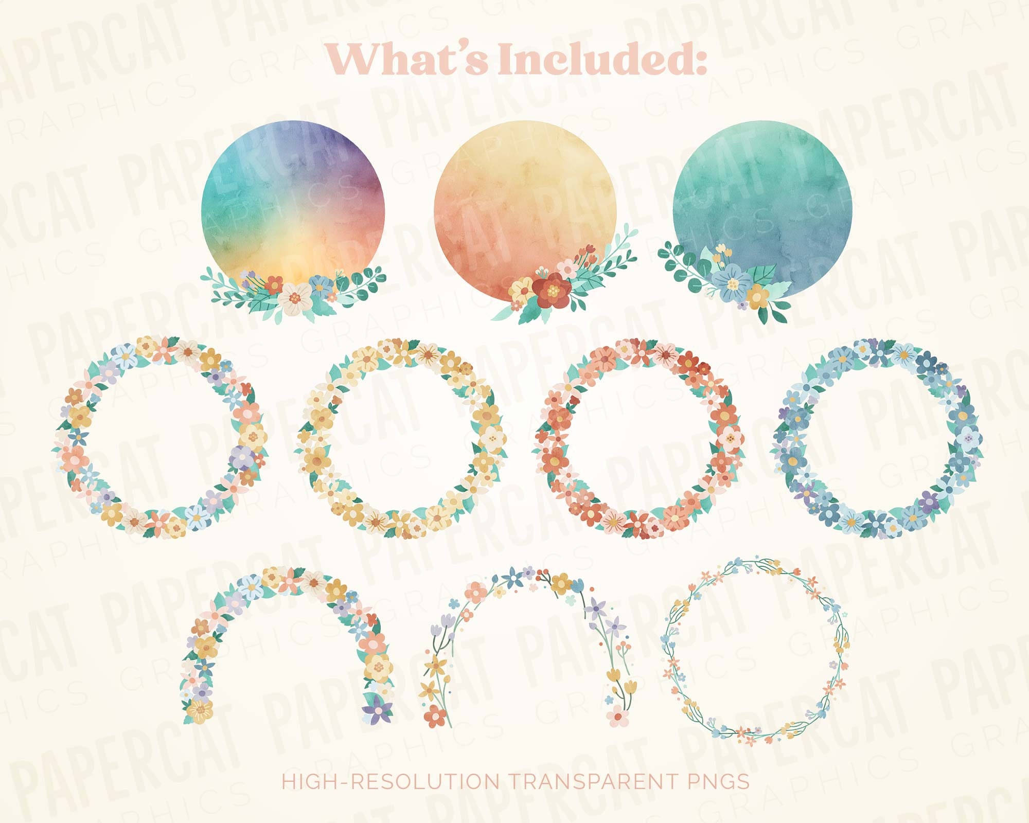Watercolor Boho Floral Rainbows Clipart Graphics Bundle Set - Etsy