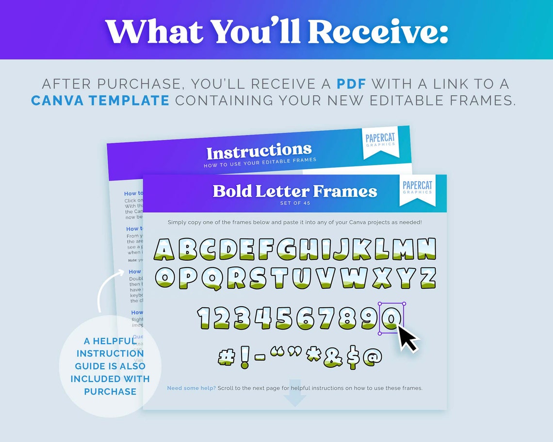 Bold Letters and Numbers: 45 Editable Canva Frames | Easy Drag and Drop ...