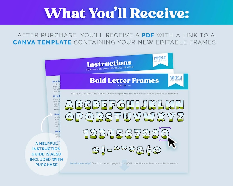 Bold Letters and Numbers: 45 Editable Canva Frames | Easy Drag and Drop ...