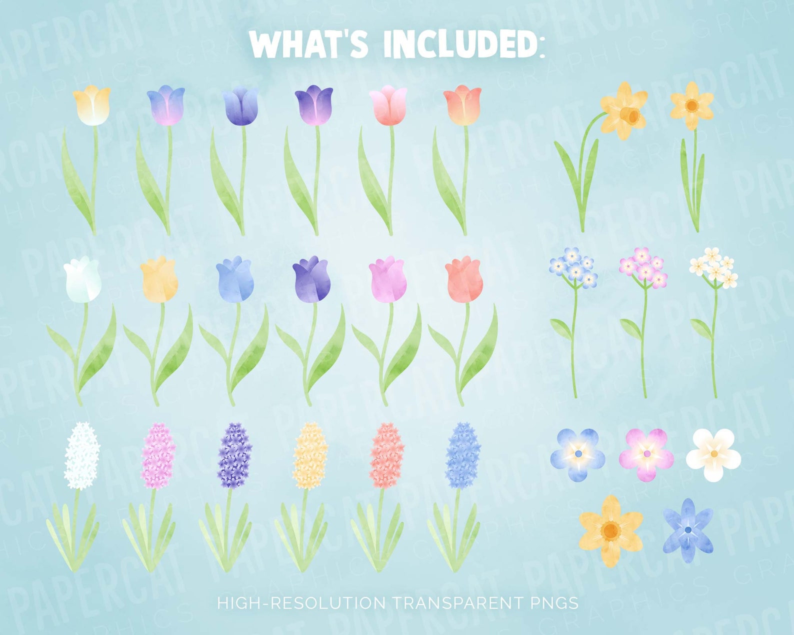 Set of 155 Cute Watercolor Easter Clipart Illustrated Graphics Bundle ...