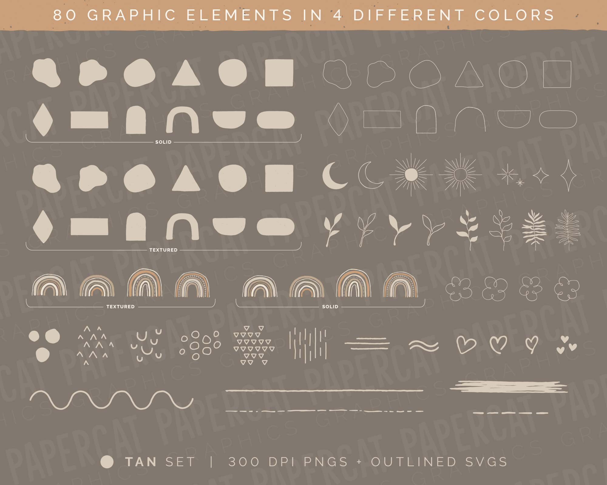 Abstract Boho Shapes Clipart Graphics Bundle | Earthy Set of 320 ...