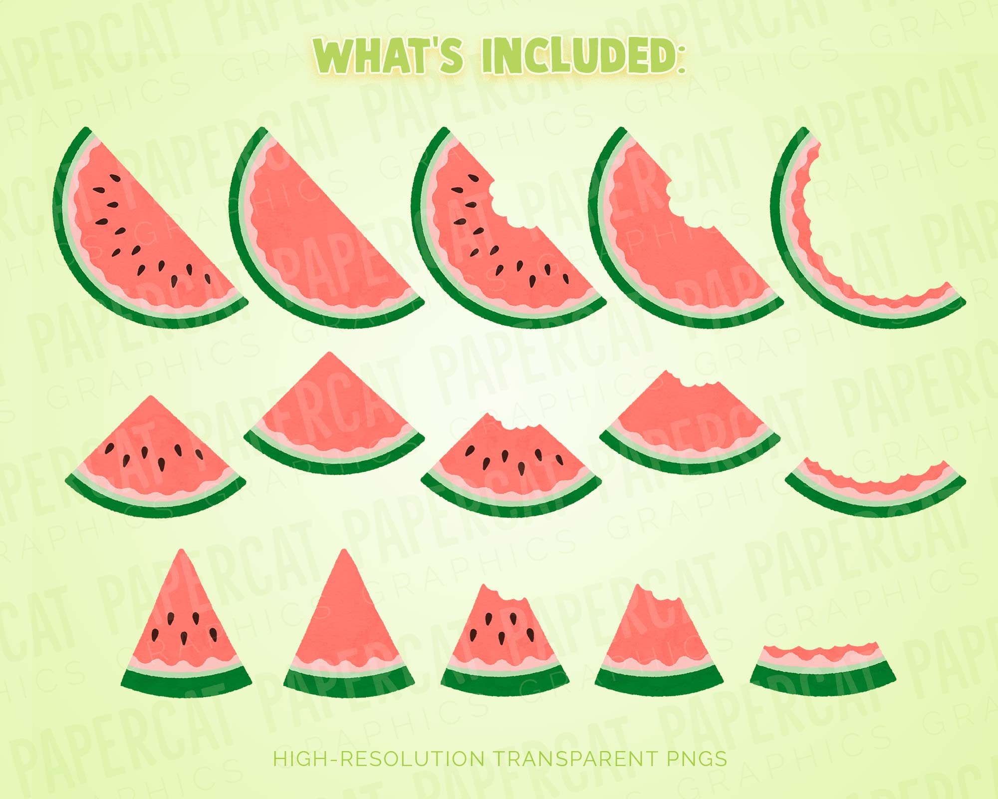 Summer Watermelon Clipart Graphics Bundle Kit | Set of 53 Illustrations ...