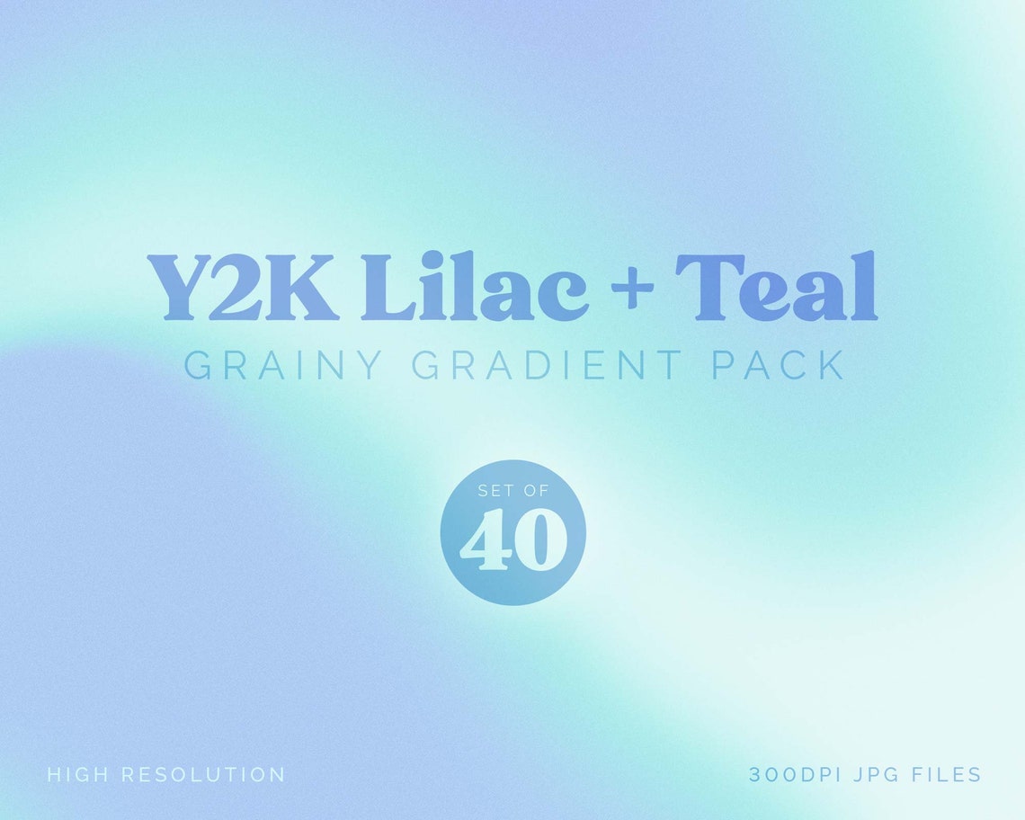 Set of 40 Grainy Gradients Pack | Y2K Lilac and Teal Color Palette ...
