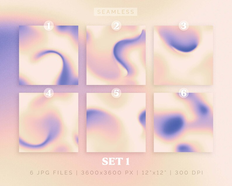 Set of 12 Seamless Grainy Gradients Pack | Dreamy Aesthetic ...