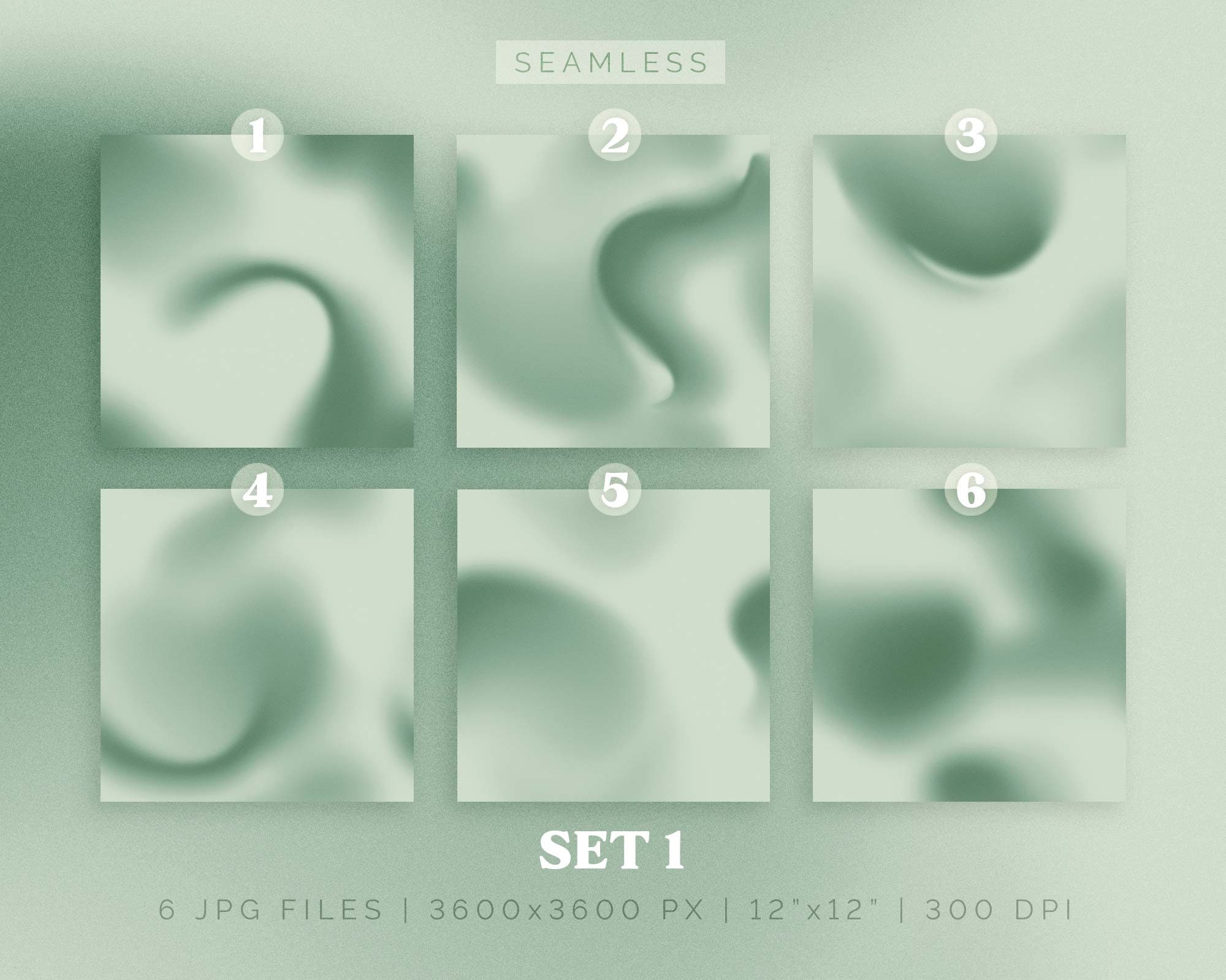 Set of 12 Seamless Grainy Gradients Pack | Sage Green Aesthetic ...
