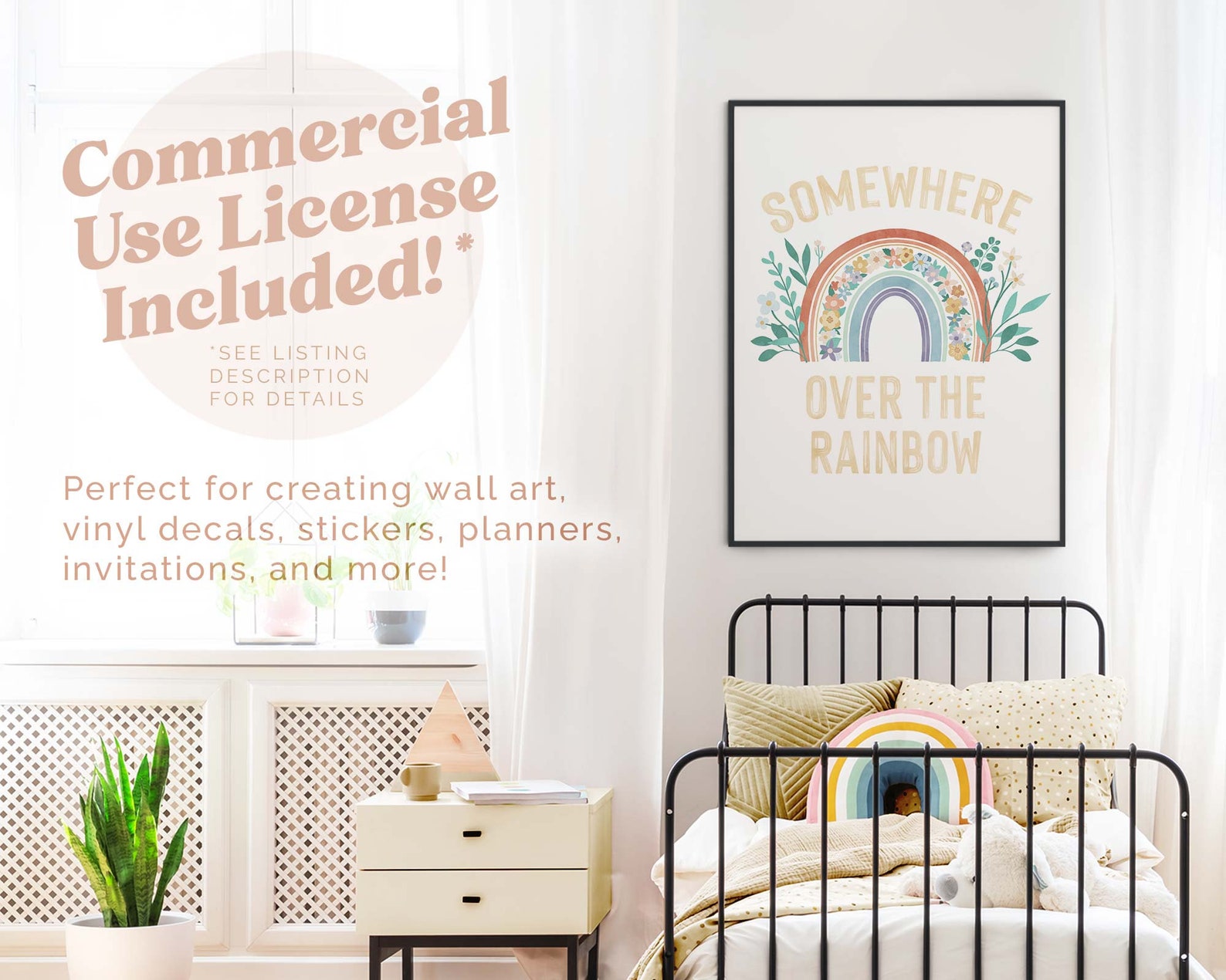 Watercolor Boho Floral Rainbows Clipart Graphics Bundle Set - Etsy