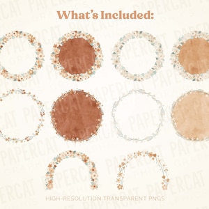 Watercolor Boho Floral Rainbows Clipart Graphics Bundle | Set of 65 ...