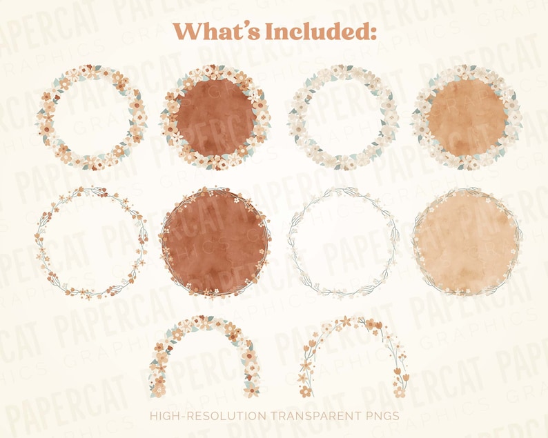 Watercolor Boho Floral Rainbows Clipart Graphics Bundle | Set of 65 ...