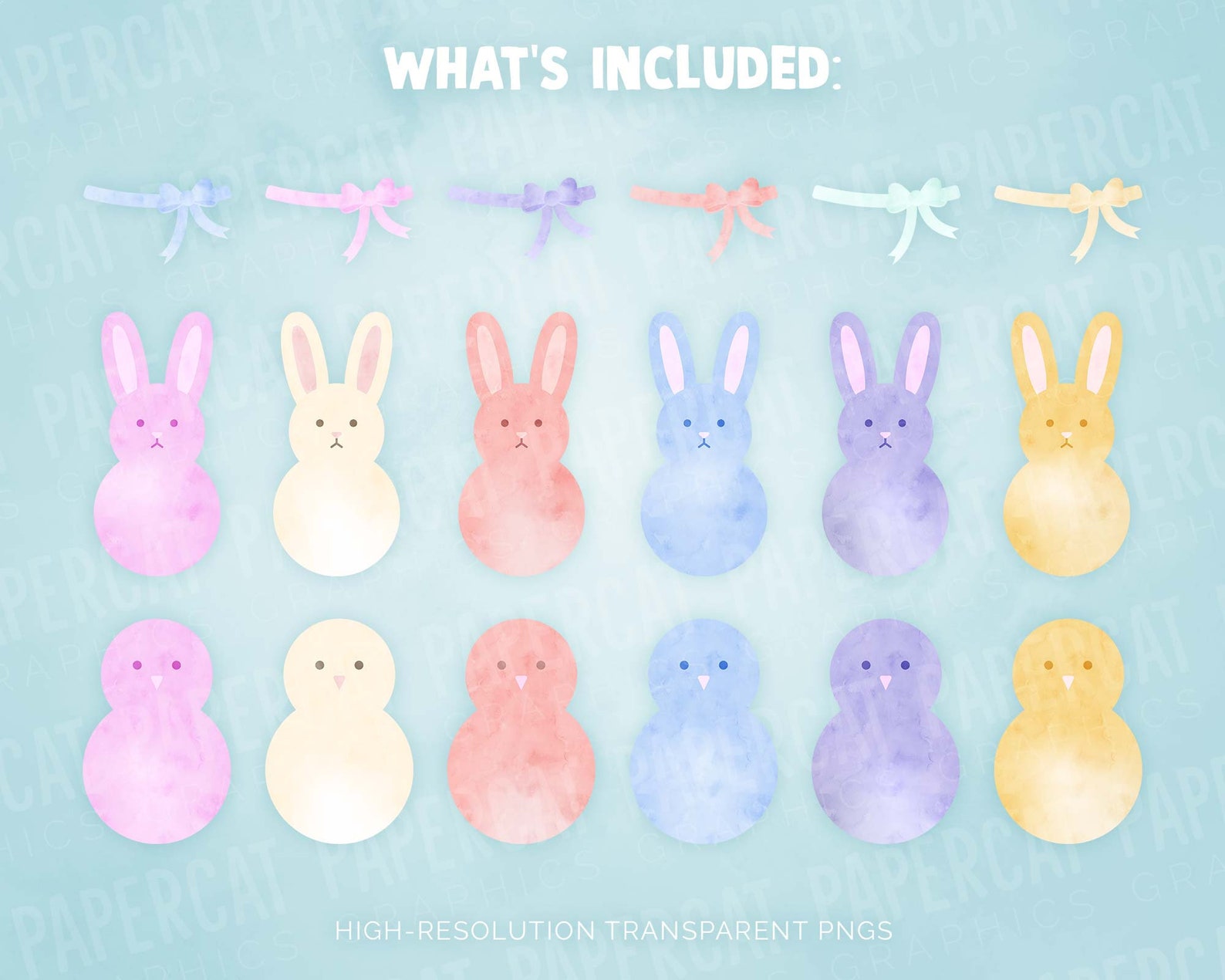 Set of 155 Cute Watercolor Easter Clipart Illustrated Graphics Bundle ...