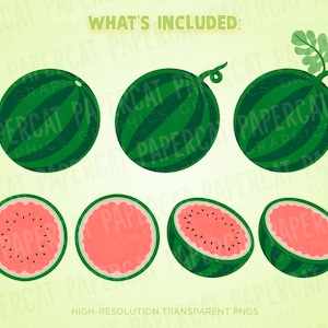 Summer Watermelon Clipart Graphics Bundle Kit Set of 53 Illustrations ...