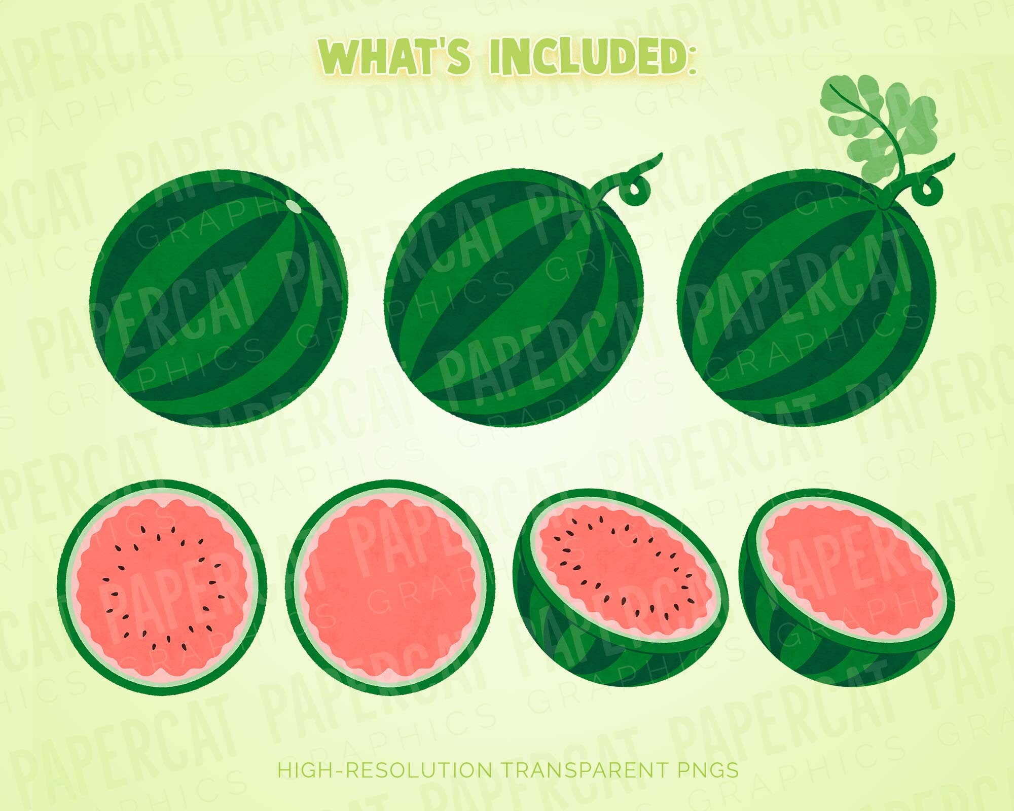 Summer Watermelon Clipart Graphics Bundle Kit | Set of 53 Illustrations ...