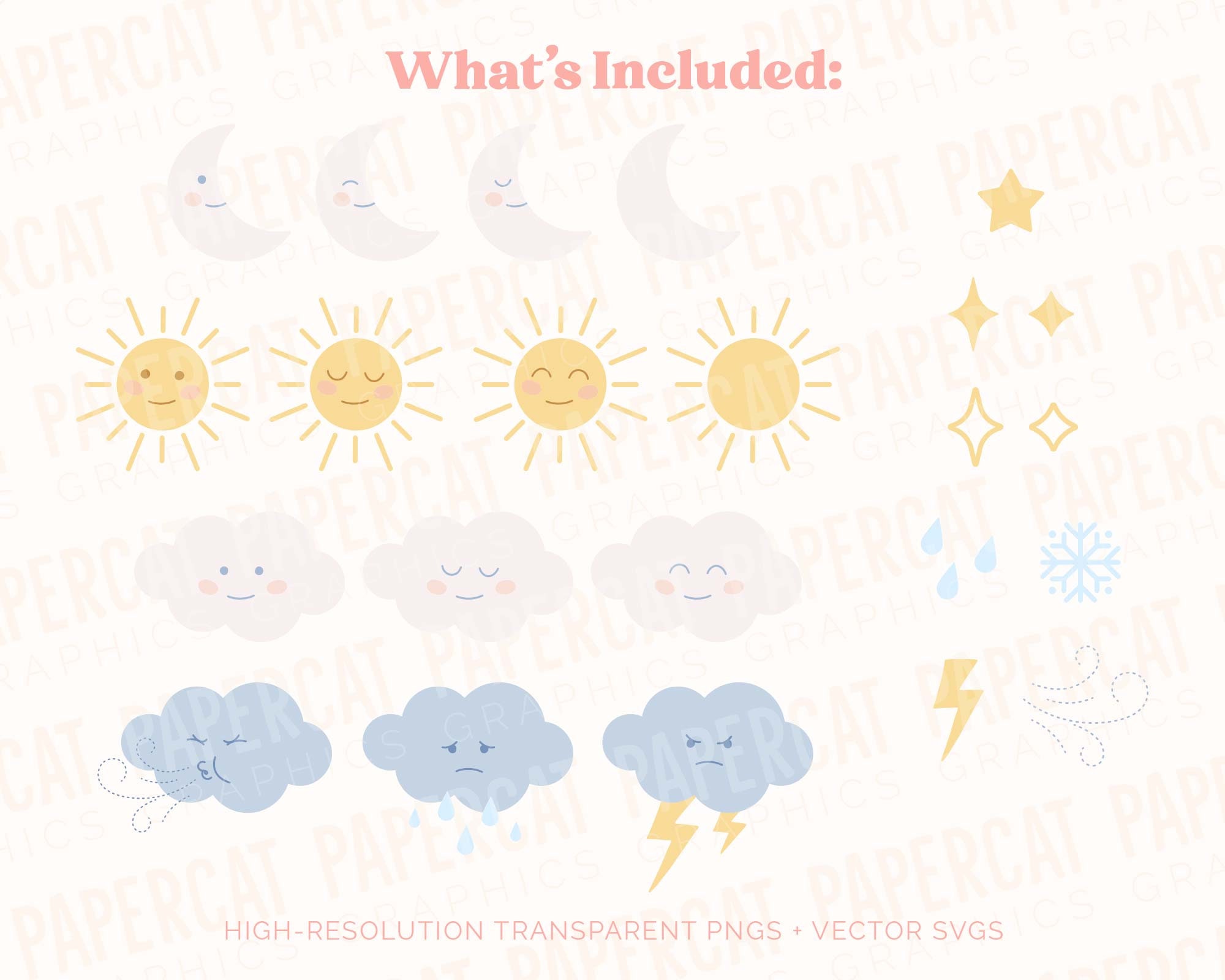 Cute Boho Rainbows and Weather Clipart Graphics Bundle | Set of 40 ...