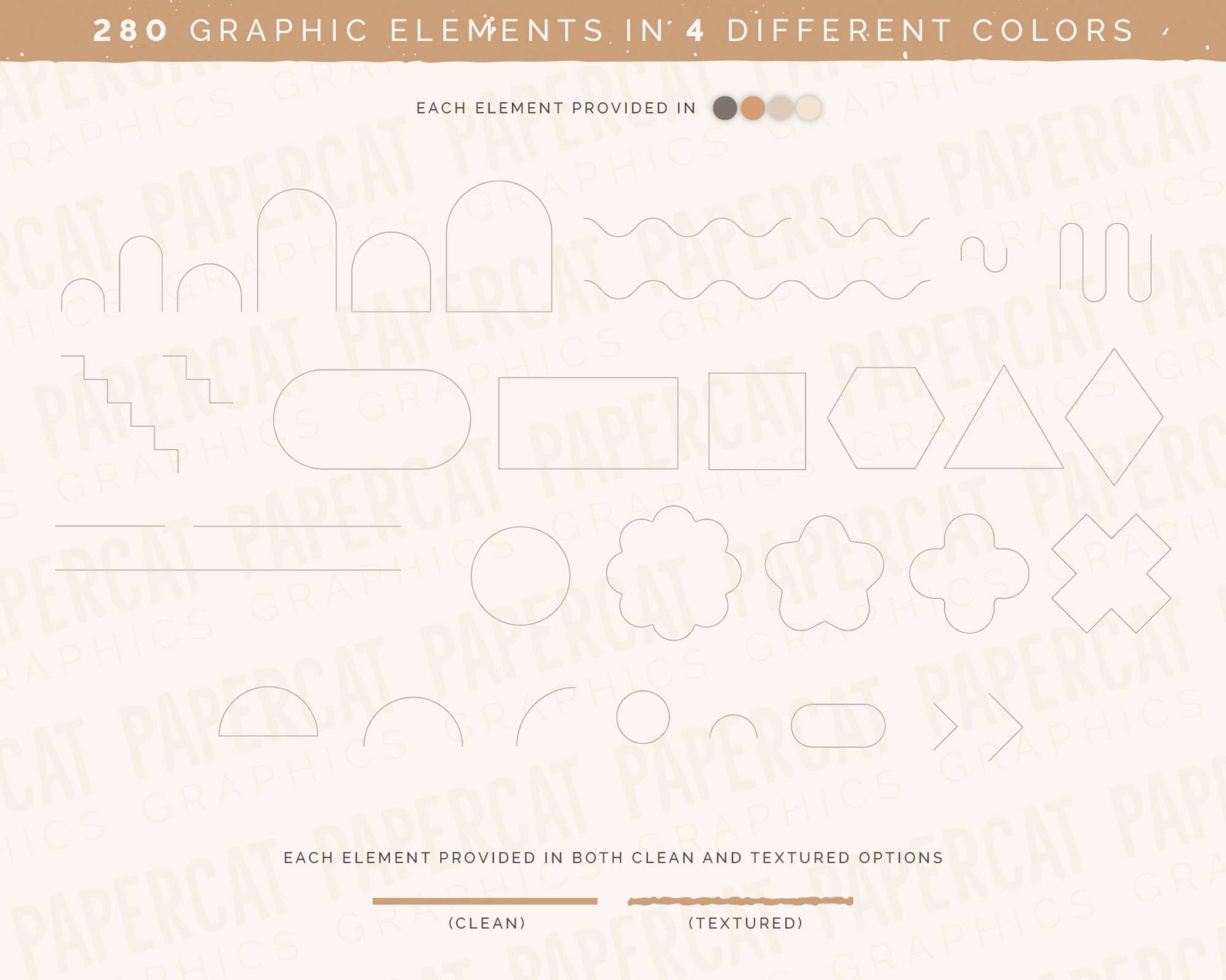 Geometric Shapes Clipart Graphics Bundle | Earthy Set of 280 ...