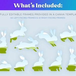 Editable Canva Frames Bundle: Set of 10 Rabbit Silhouettes | Easy Drag ...