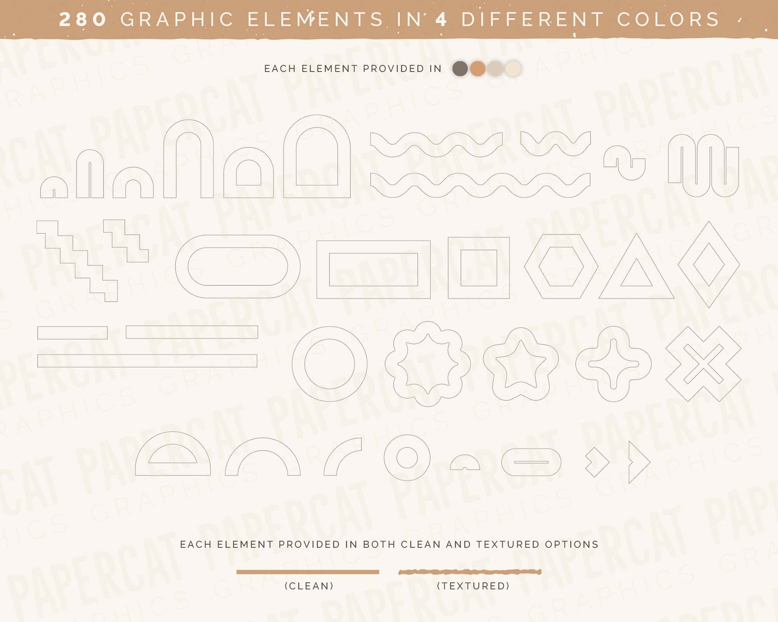Geometric Shapes Clipart Graphics Bundle Earthy Set of 280 ...