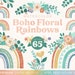 Watercolor Boho Floral Rainbows Clipart Graphics Bundle Set of 65 ...