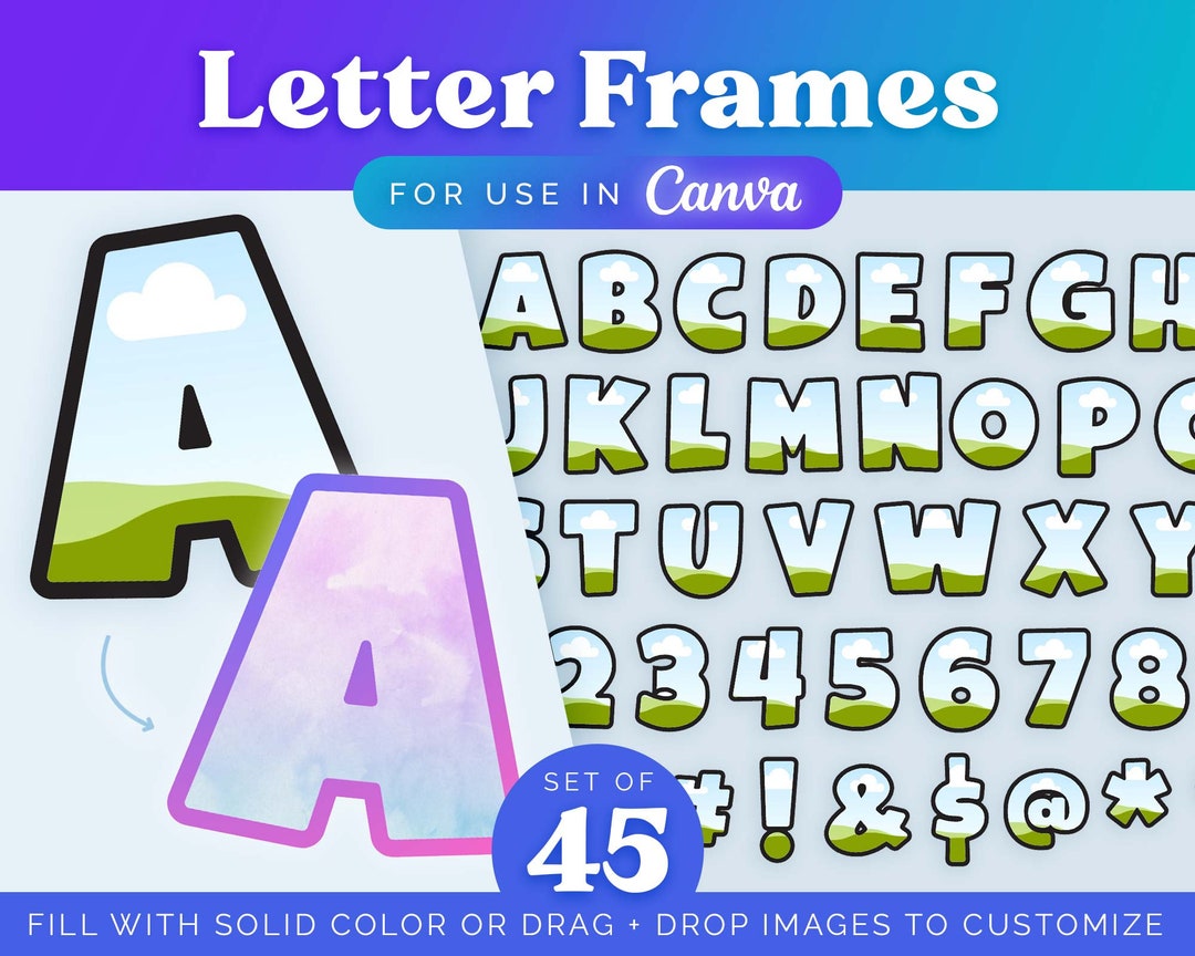 Bold Letters and Numbers: 45 Editable Canva Frames | Easy Drag and Drop ...