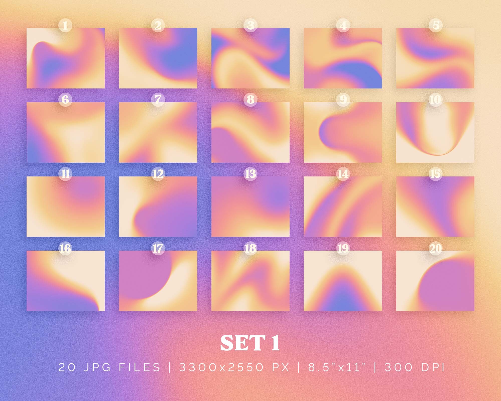 Set of 40 Grainy Gradients Pack | Warm Aura Aesthetic Color Palette ...