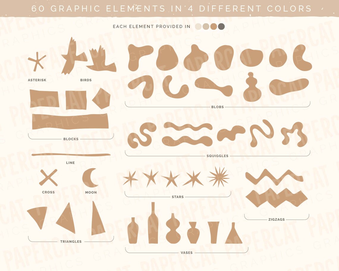 Earthy Abstract Shapes Clipart Bundle Matisse Style Set of 240 ...
