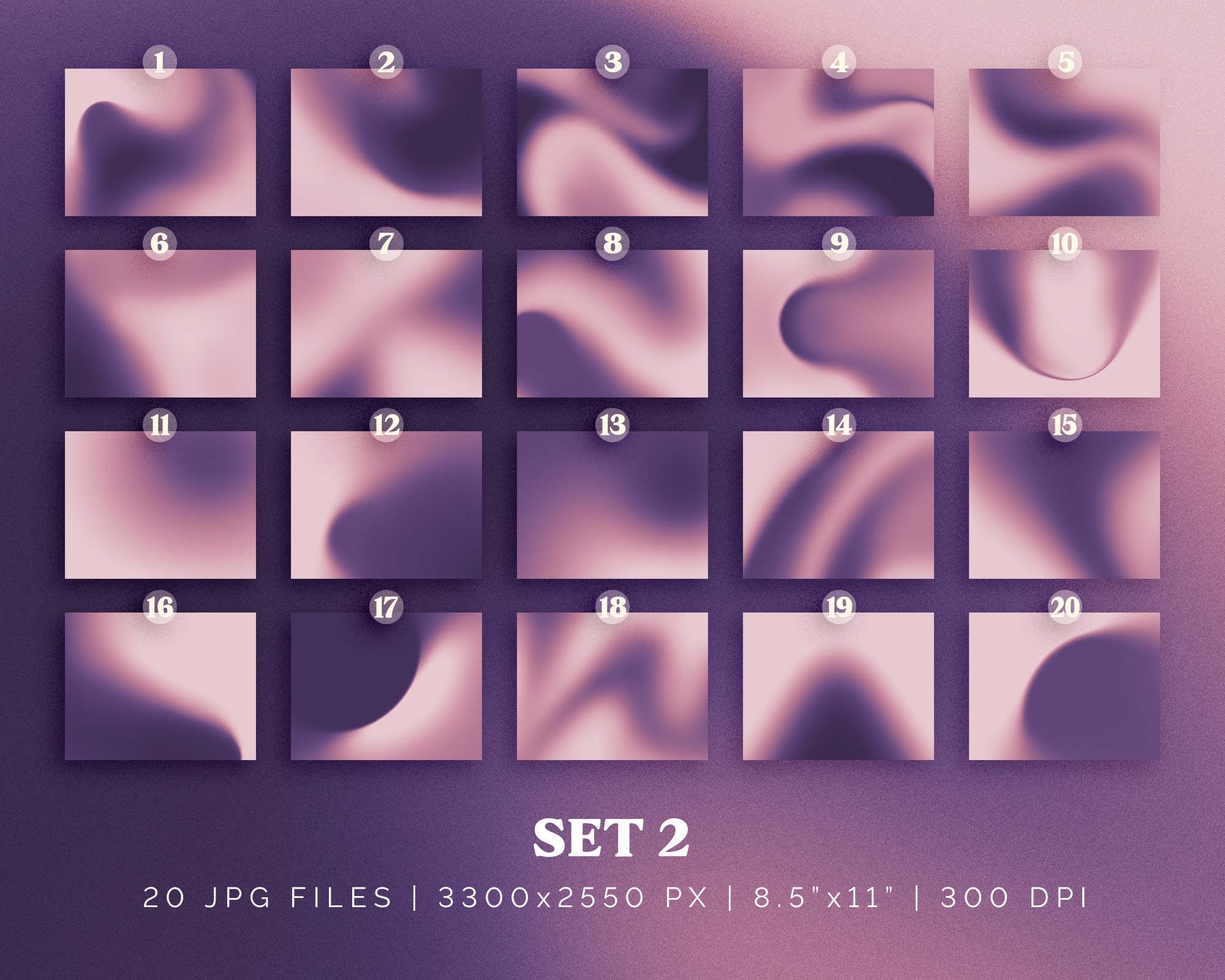 Set of 40 Grainy Gradients Pack | Dark Twilight Purple Color Palette ...