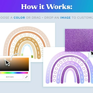 Editable Canva Frames Bundle: Set of 10 Boho Rainbows | Easy Drag and ...