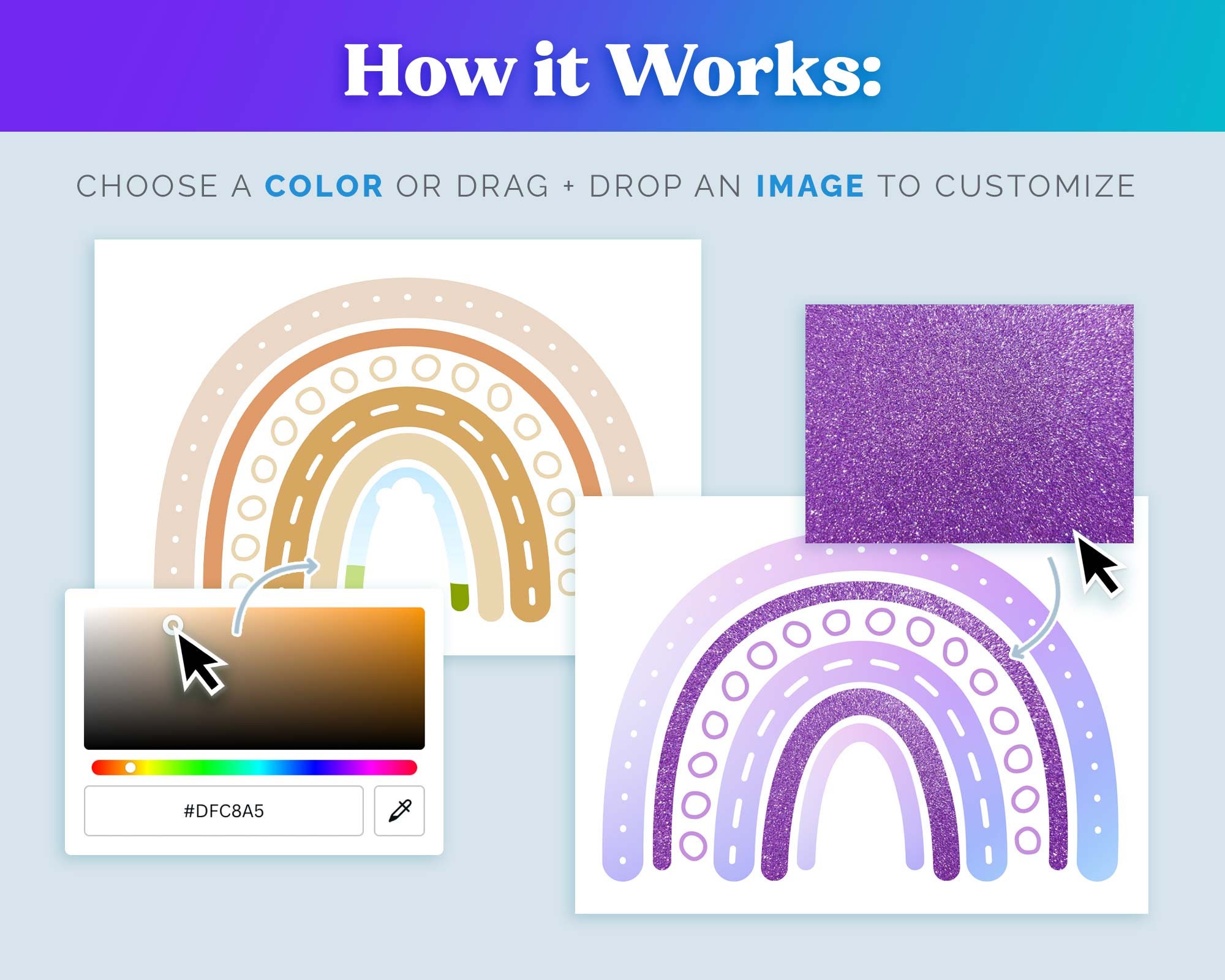 Editable Canva Frames Bundle: Set of 10 Boho Rainbows Easy Drag and ...