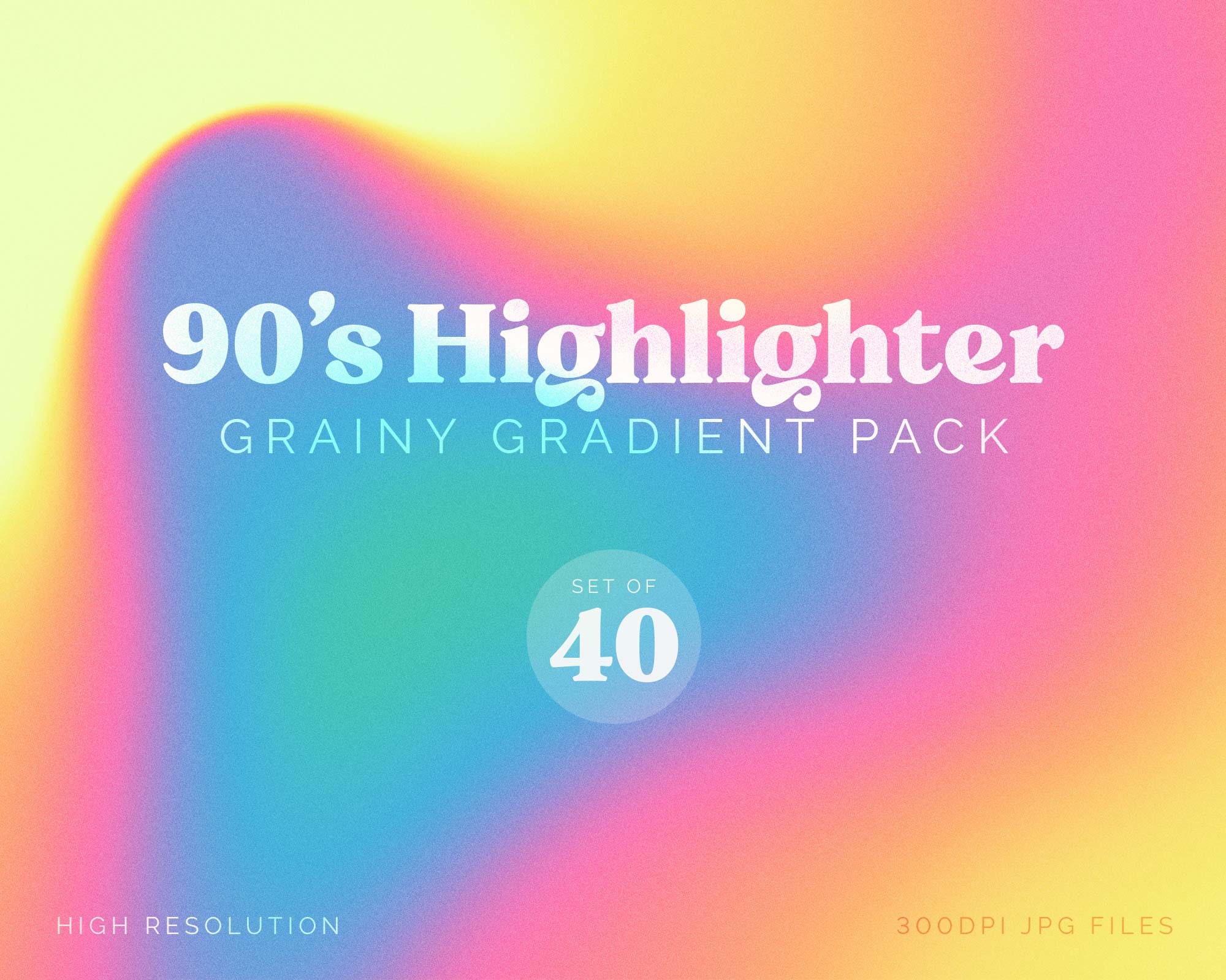 Set of 40 Grainy Gradients Pack | 90's Neon Highlighter Color Palette ...