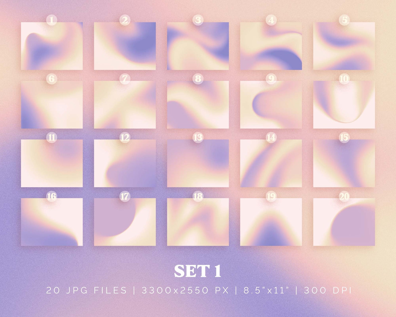 Set of 40 Grainy Gradients Pack | Dreamy Aesthetic Pastel Color Palette ...
