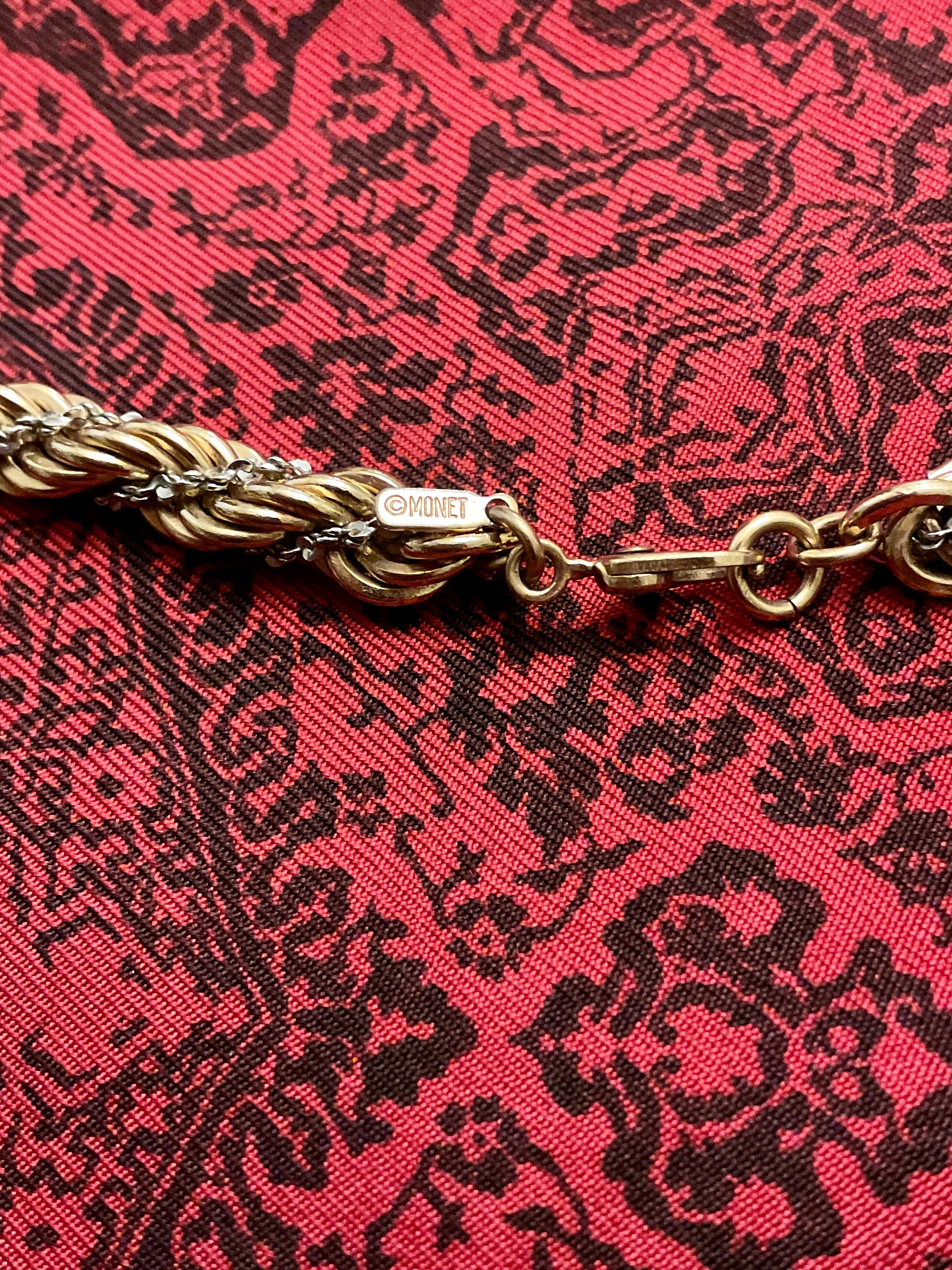 MONET CHAIN GOLD Plated 2 TONS Vintage Necklace Luxe Design Haute ...