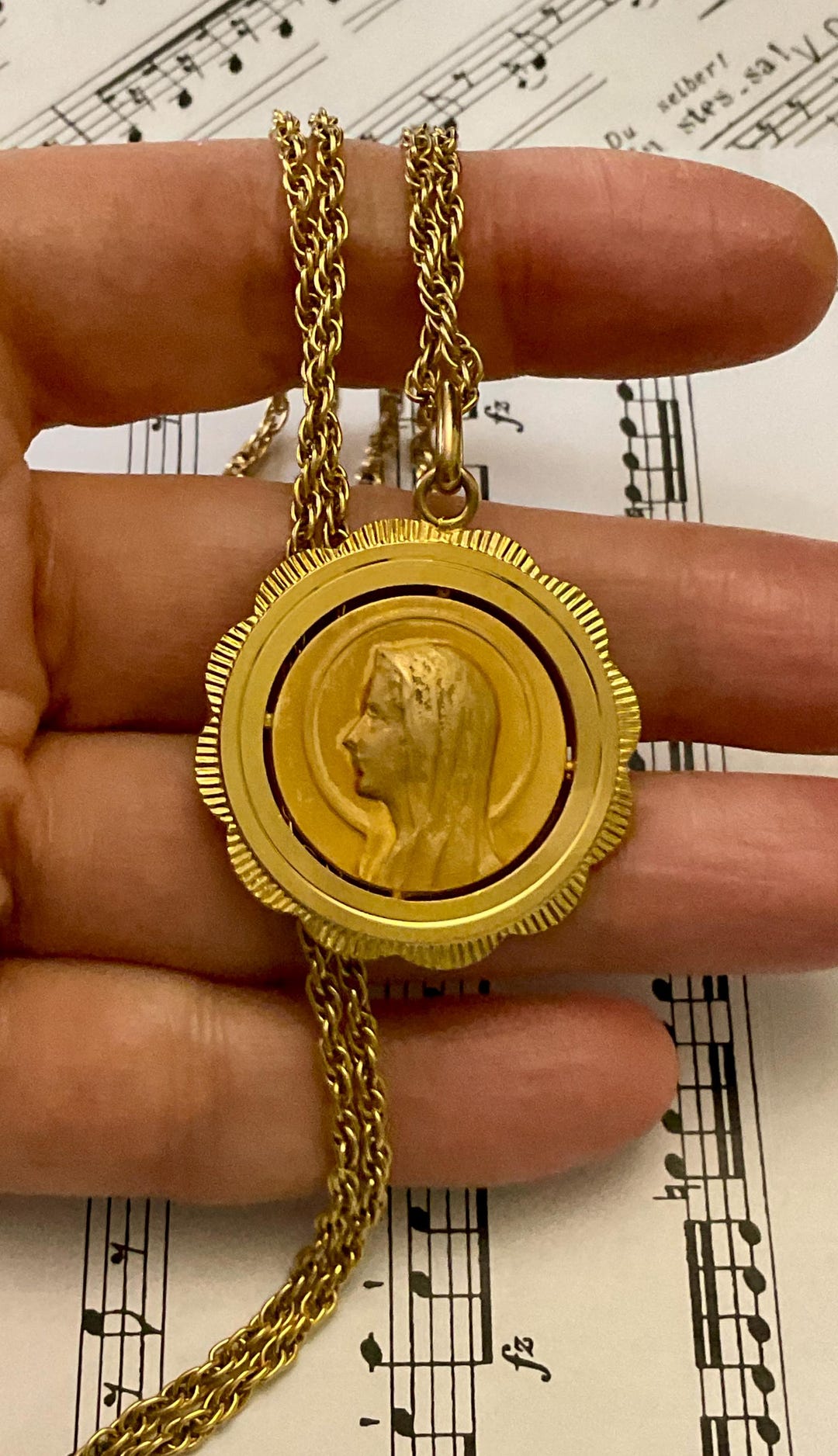 1930 FRANCE GOLD Plated Vintage Medal & Chain - Original Design ...