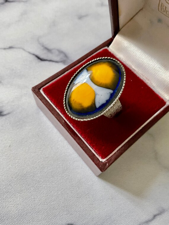 1960 ENAMEL SCANDINAVIAN Vintage Ring - Modernist Ele… - Gem