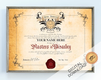 Editable PDF. Masters in Witchcraft Certificate. Digital Download. 8 ...