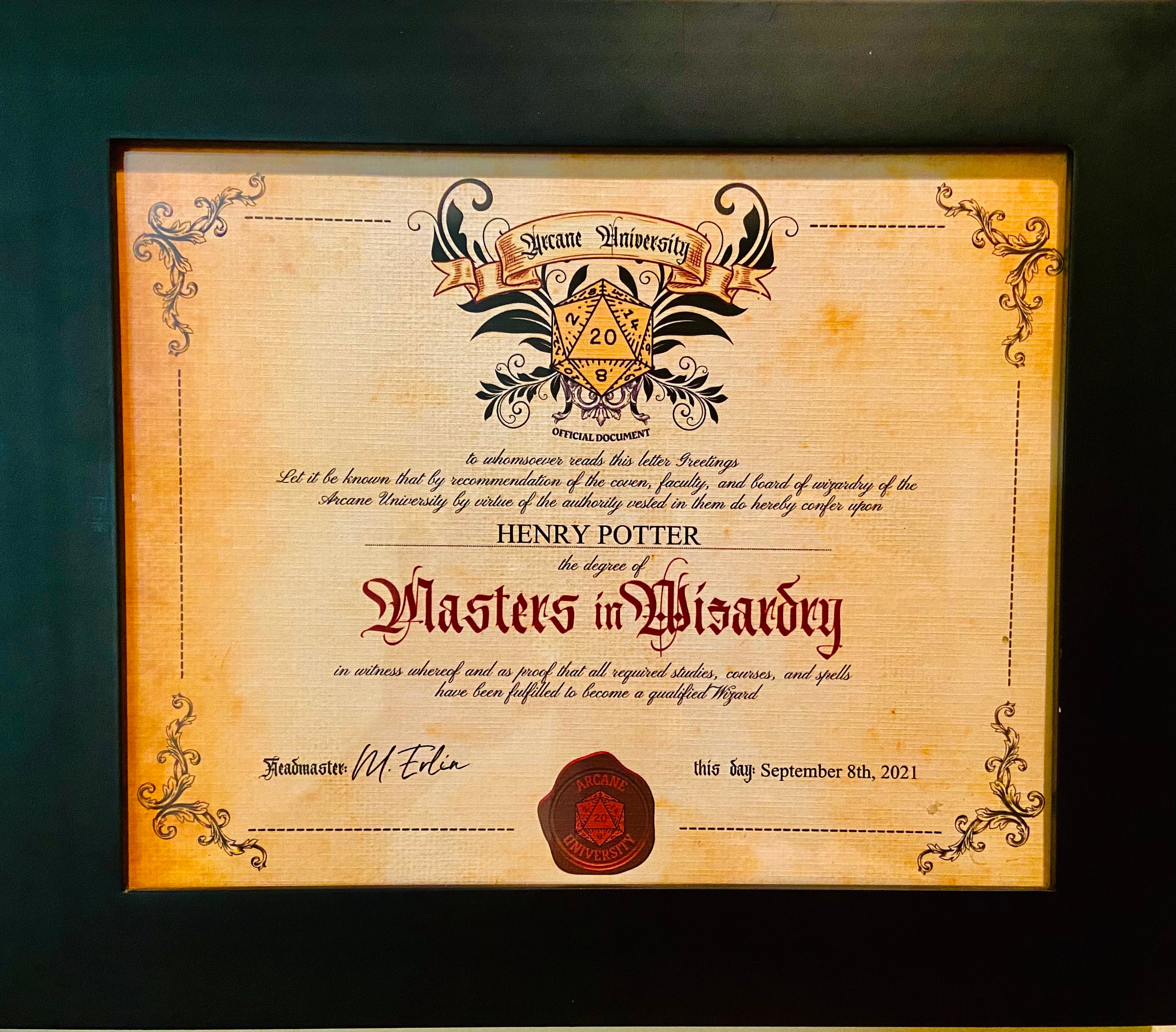 Editable PDF. Masters in Wizardry Certificate. Digital Download. 8"x10 ...