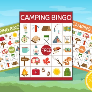 Printable Camping Bingo | Kids Camping Game | Printable Bingo Boards ...