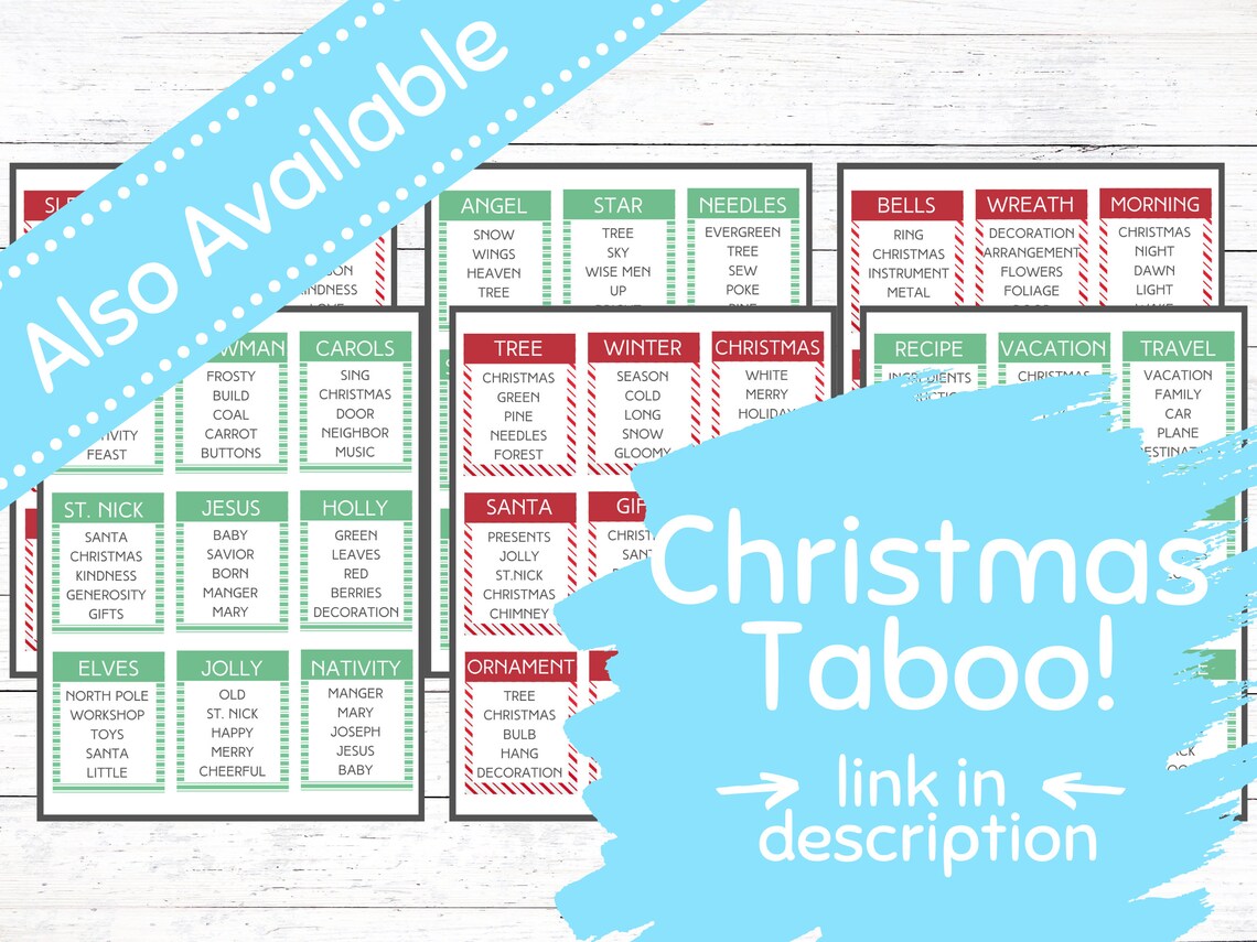 Winter Taboo Printable Taboo Cards Winter Games Forbidden Words Family ...