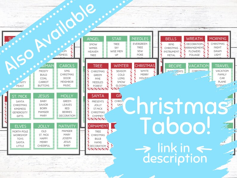 Winter Taboo Printable Taboo Cards Winter Games Forbidden Words Family ...