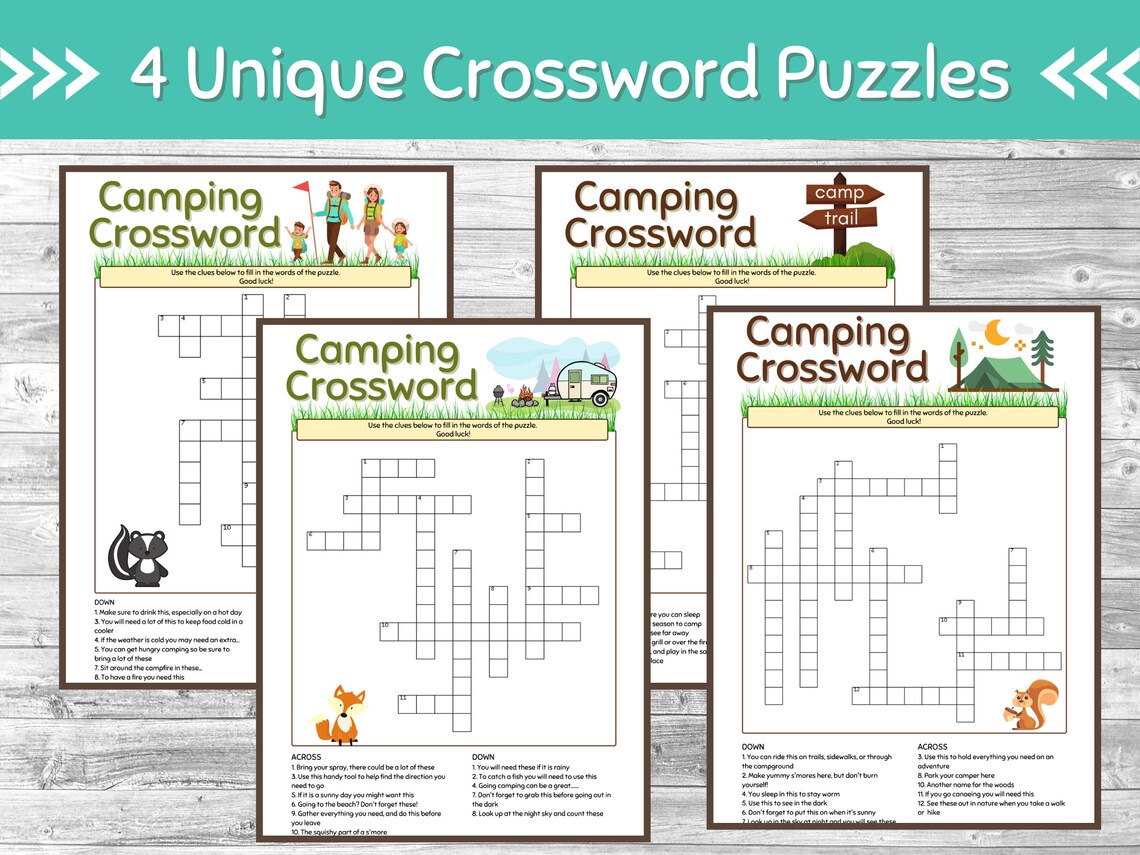 Camping Crossword Puzzle | Camping Games for Kids | Summer Activities ...
