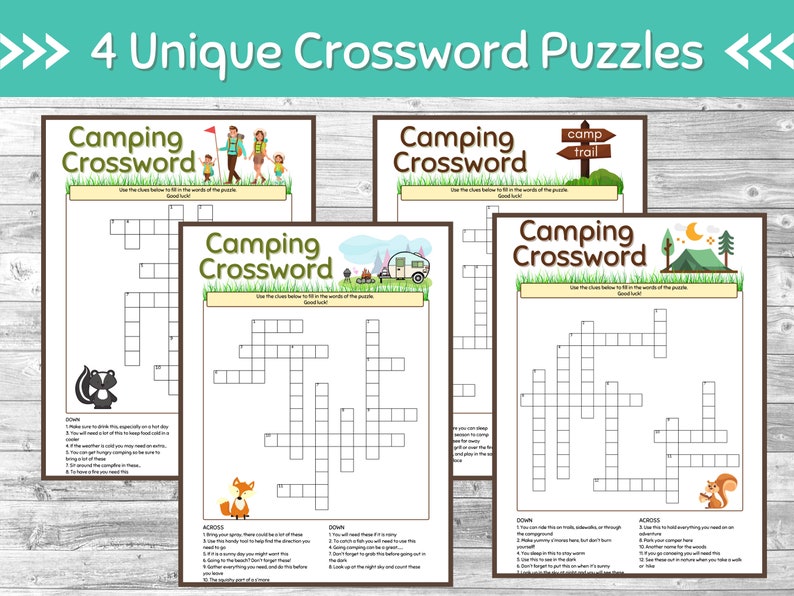 Camping Crossword Puzzle | Camping Games for Kids | Summer Activities ...