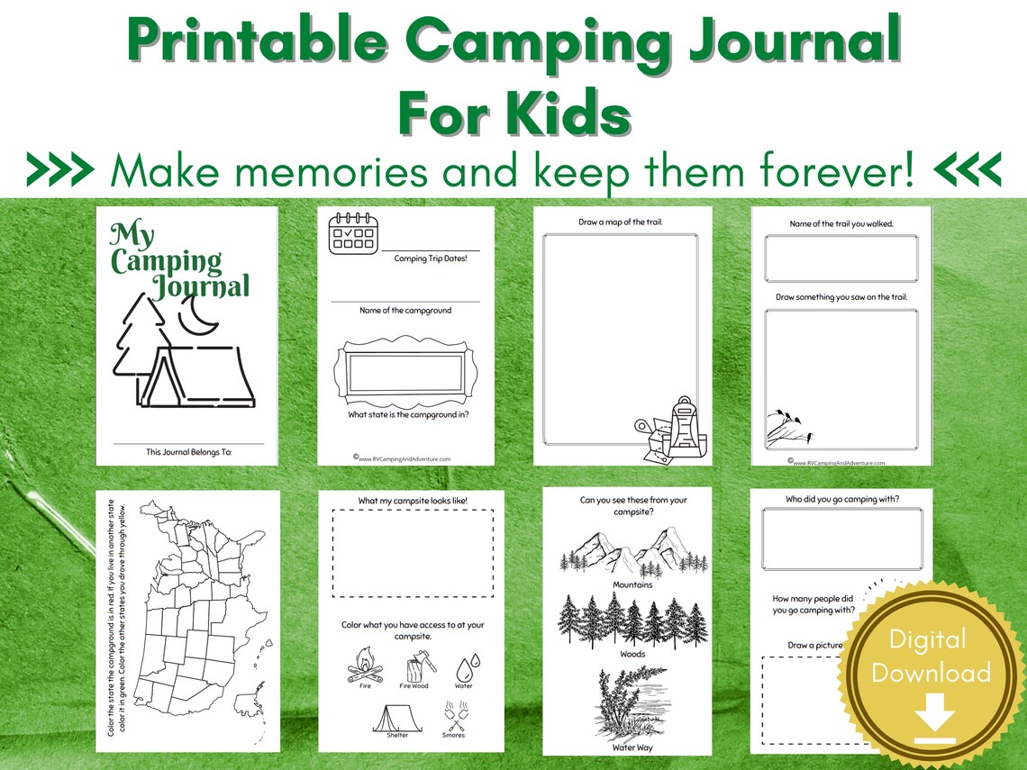 Kids Printable Camping Journal Camping Activities Nature Hunt Camping ...