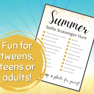 Summer Selfie Scavenger Hunt | Photo Scavenger Hunt | Printable Party ...