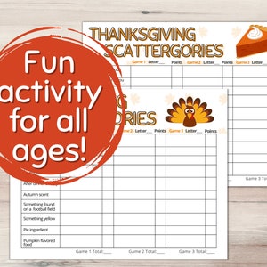 Thanksgiving Scattergories | Printable Scattergories List ...