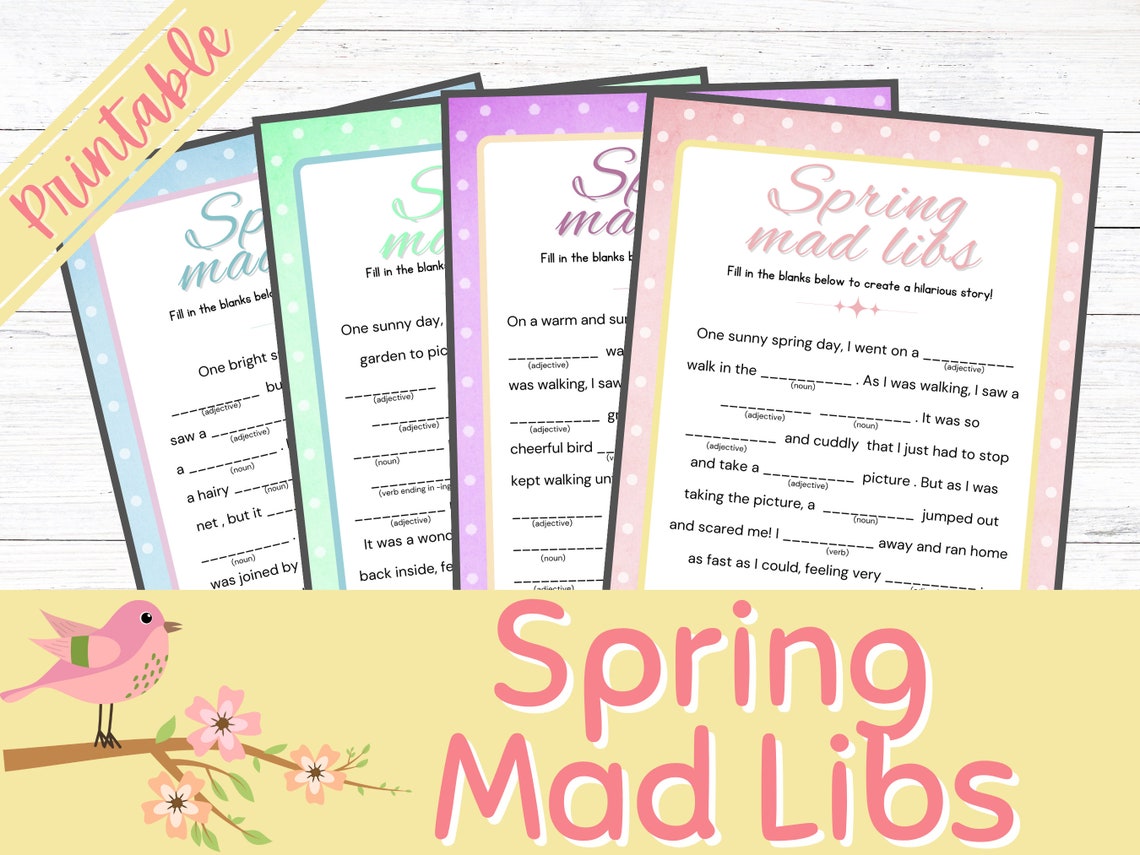 Spring Mad Libs | Printable Fill in the Blank | Party Game | Kid's Mad ...