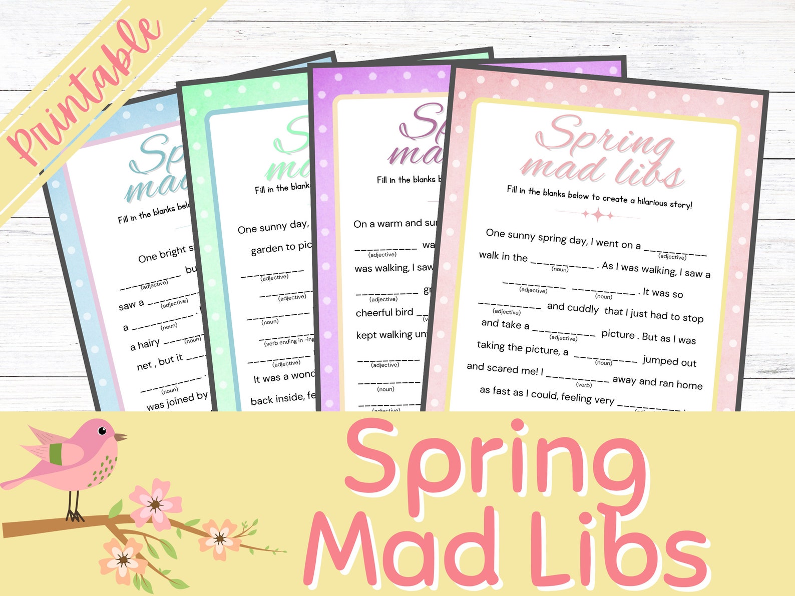 Spring Mad Libs | Printable Fill in the Blank | Party Game | Kid's Mad ...