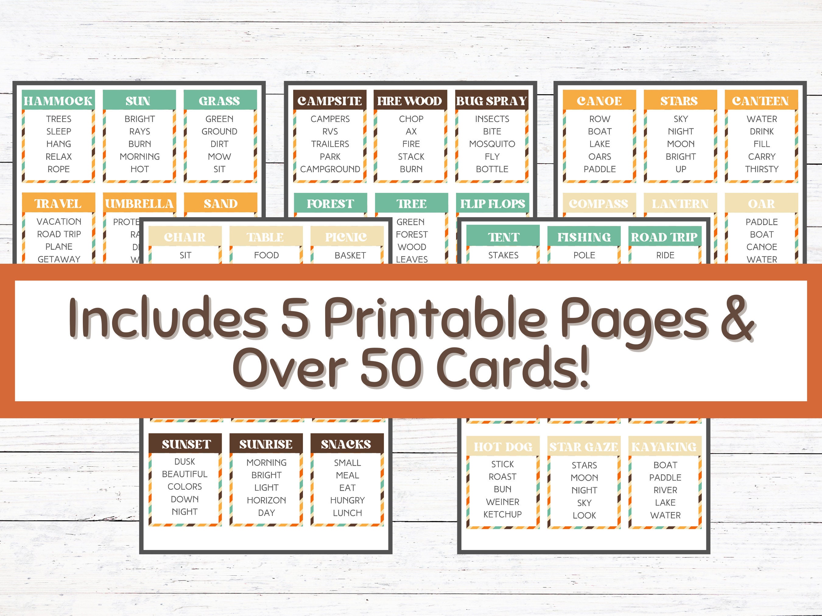 Camping Taboo | Printable Taboo Cards | Campfire Games | Forbidden Word ...