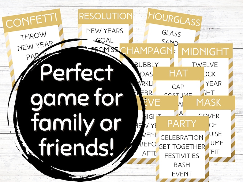 New Years Taboo | Printable Taboo Cards | New Years Game | Forbidden ...