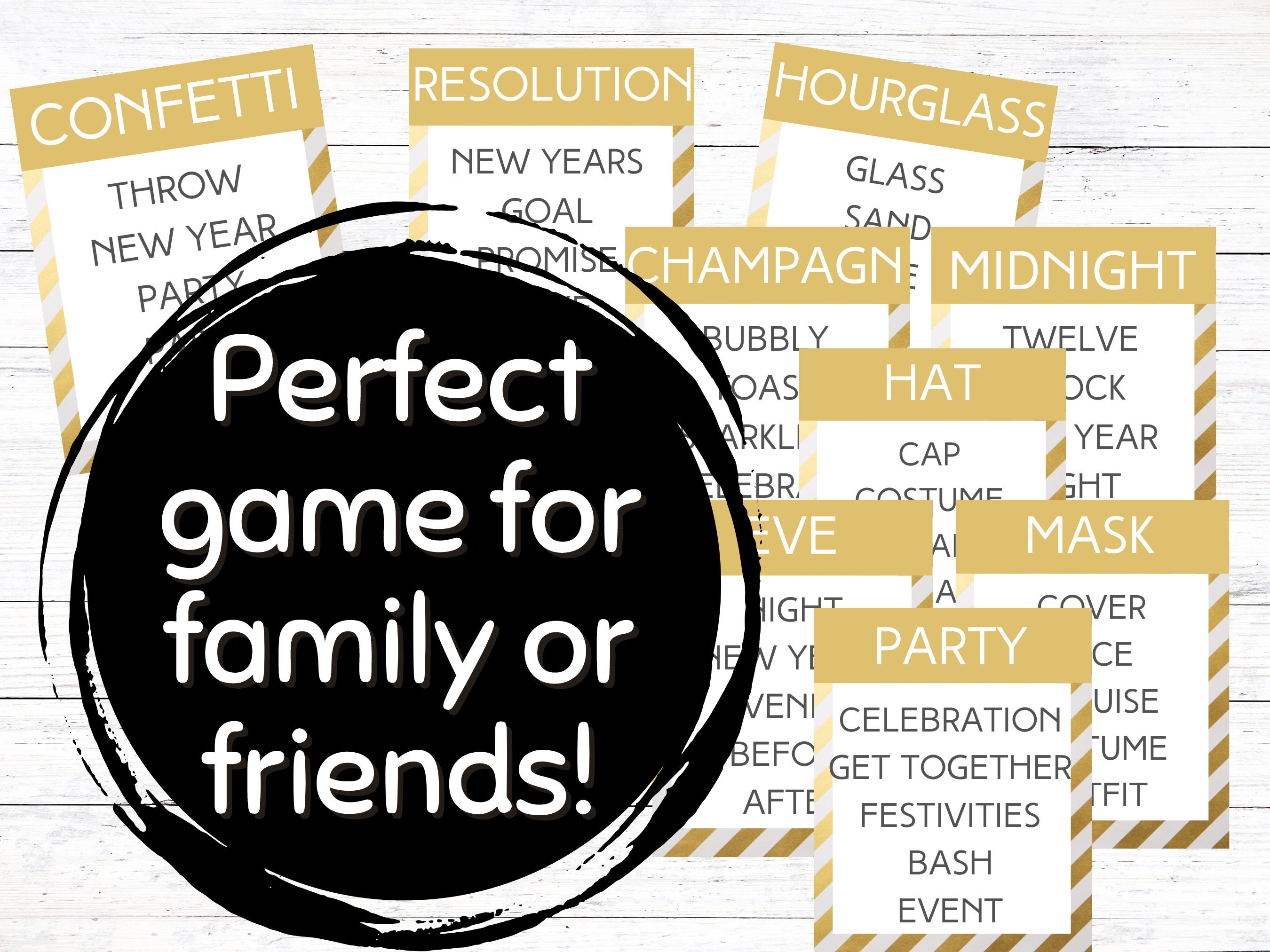 New Years Taboo | Printable Taboo Cards | New Years Game | Forbidden ...