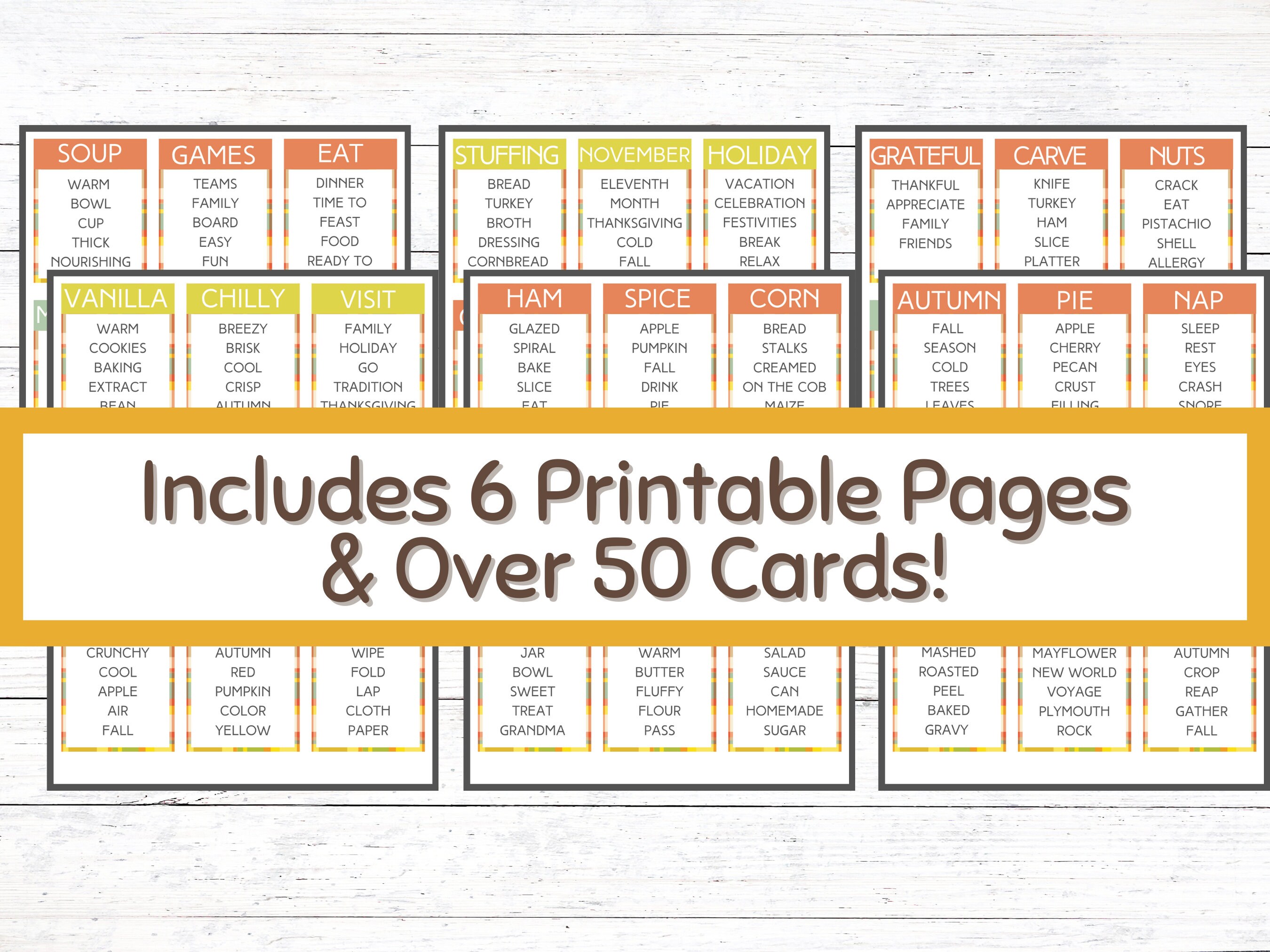 Thanksgiving Taboo | Printable Taboo Cards | Thanksgiving Games ...