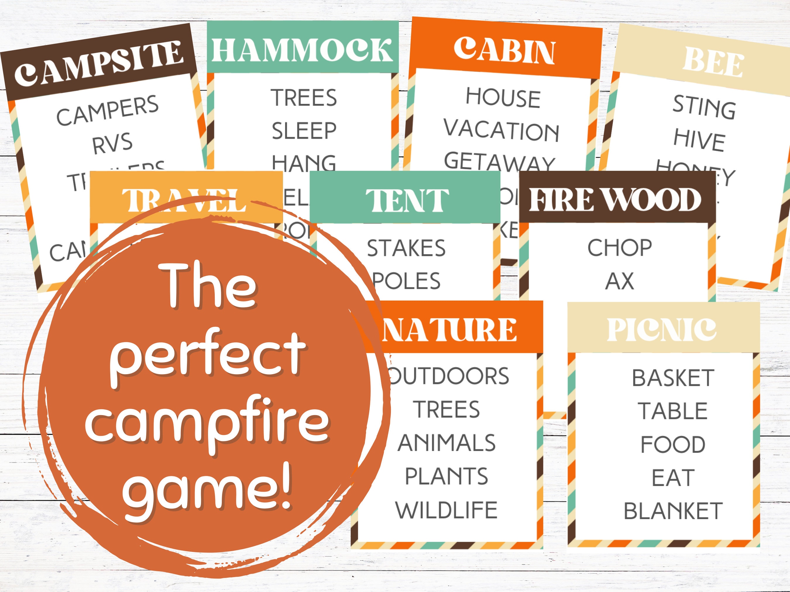 Camping Taboo | Printable Taboo Cards | Campfire Games | Forbidden Word ...