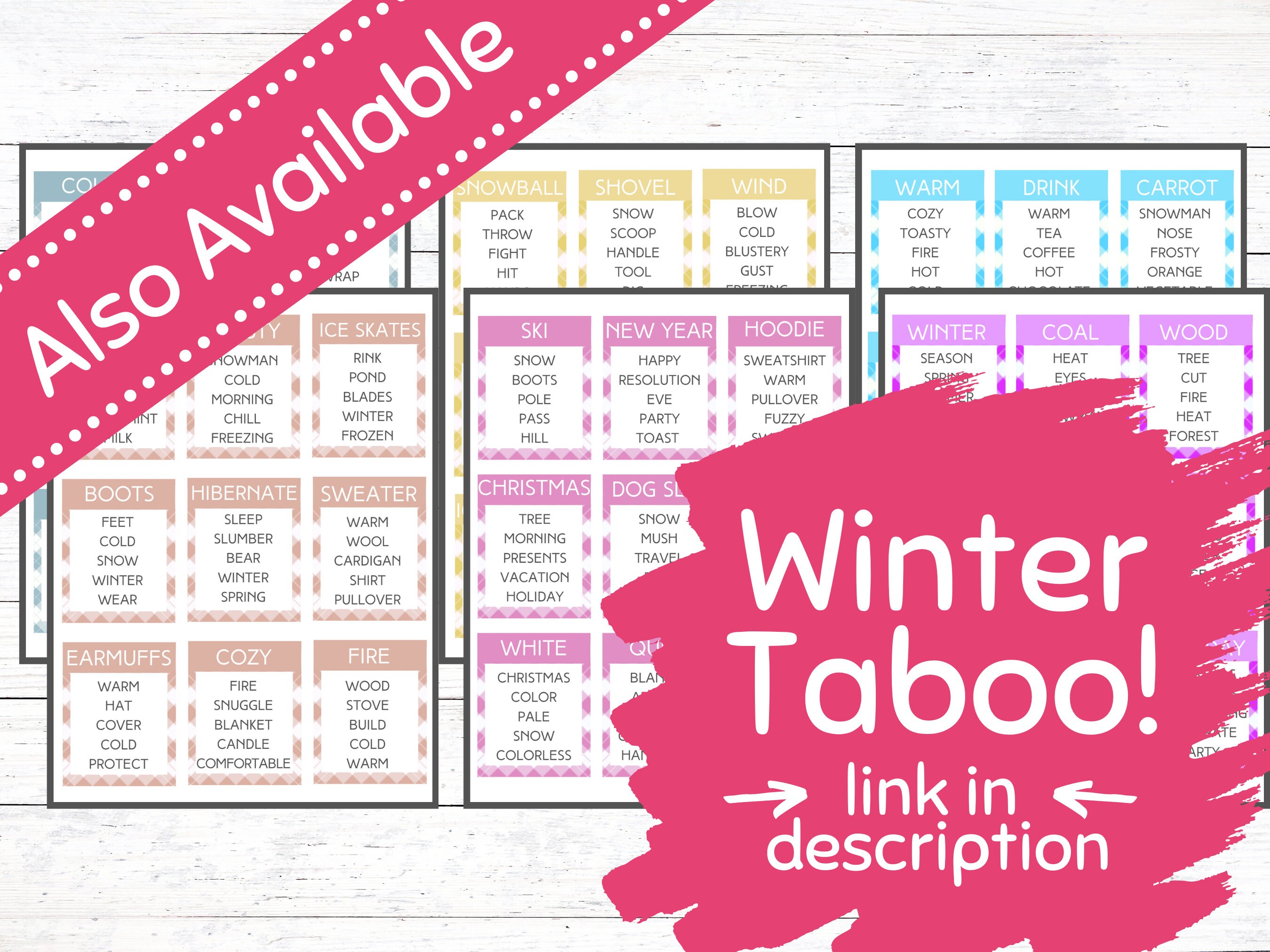 Valentine's Taboo | Printable Taboo Cards | Valentine's Games ...